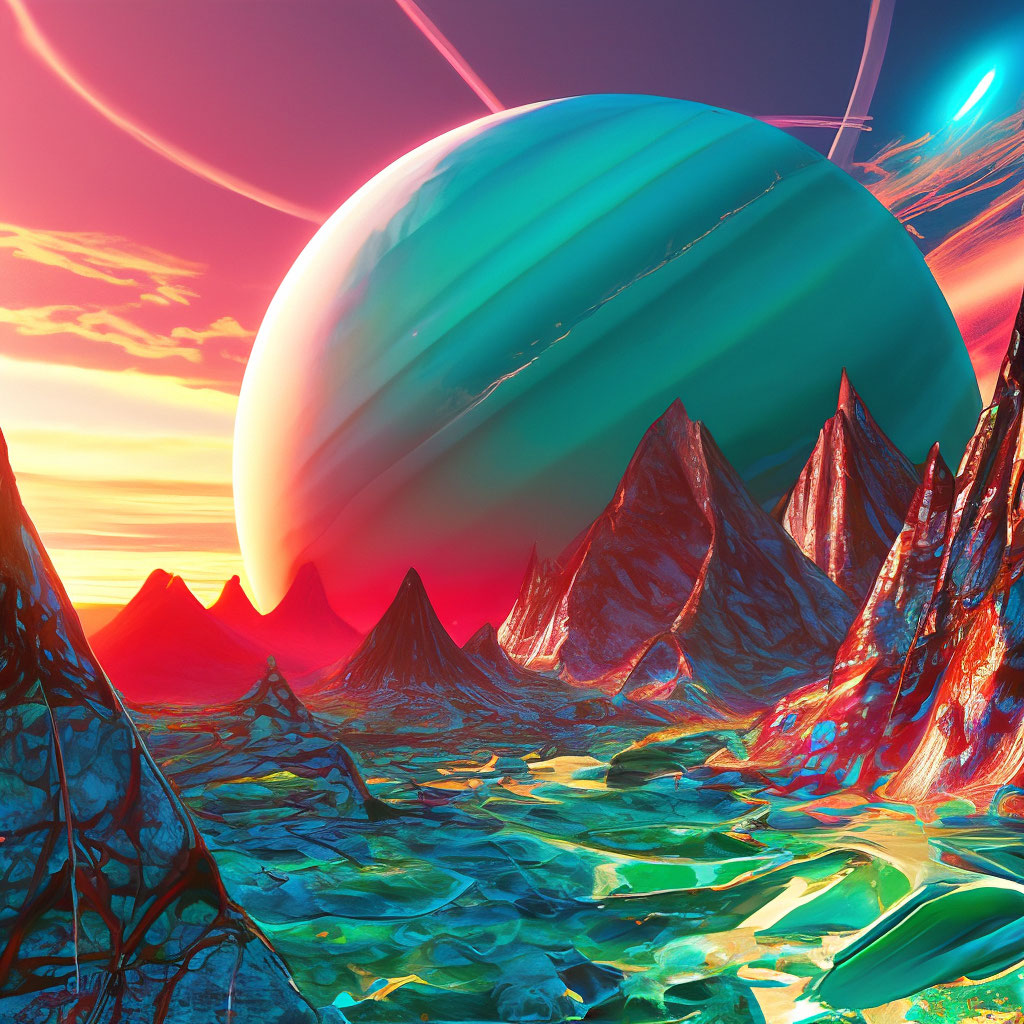 "Turquoise+aquamarine+jade sunset of a very Hot Neptune with a wide ...