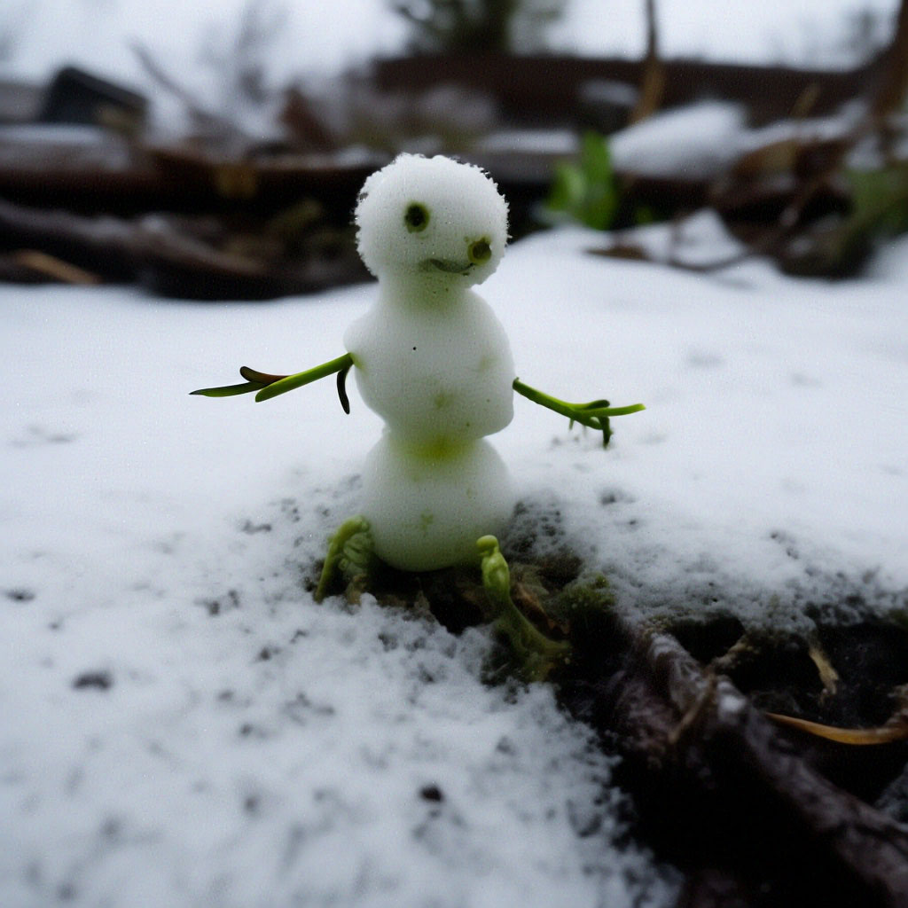 "And winter is lost, the snowman has melted even then, a green sprout ...