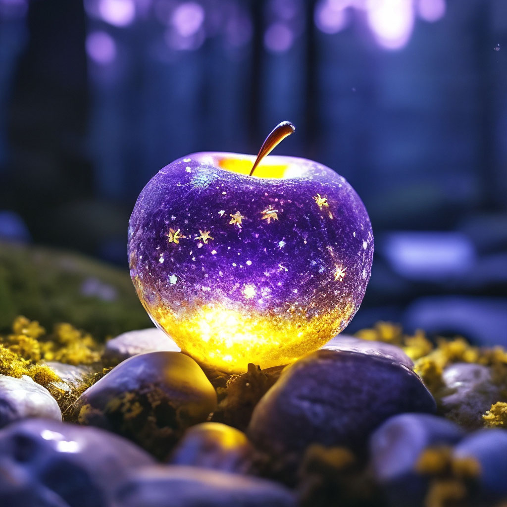 "The night Bullseye💜💫 Beautiful purple crystal apple with yellow stars ...