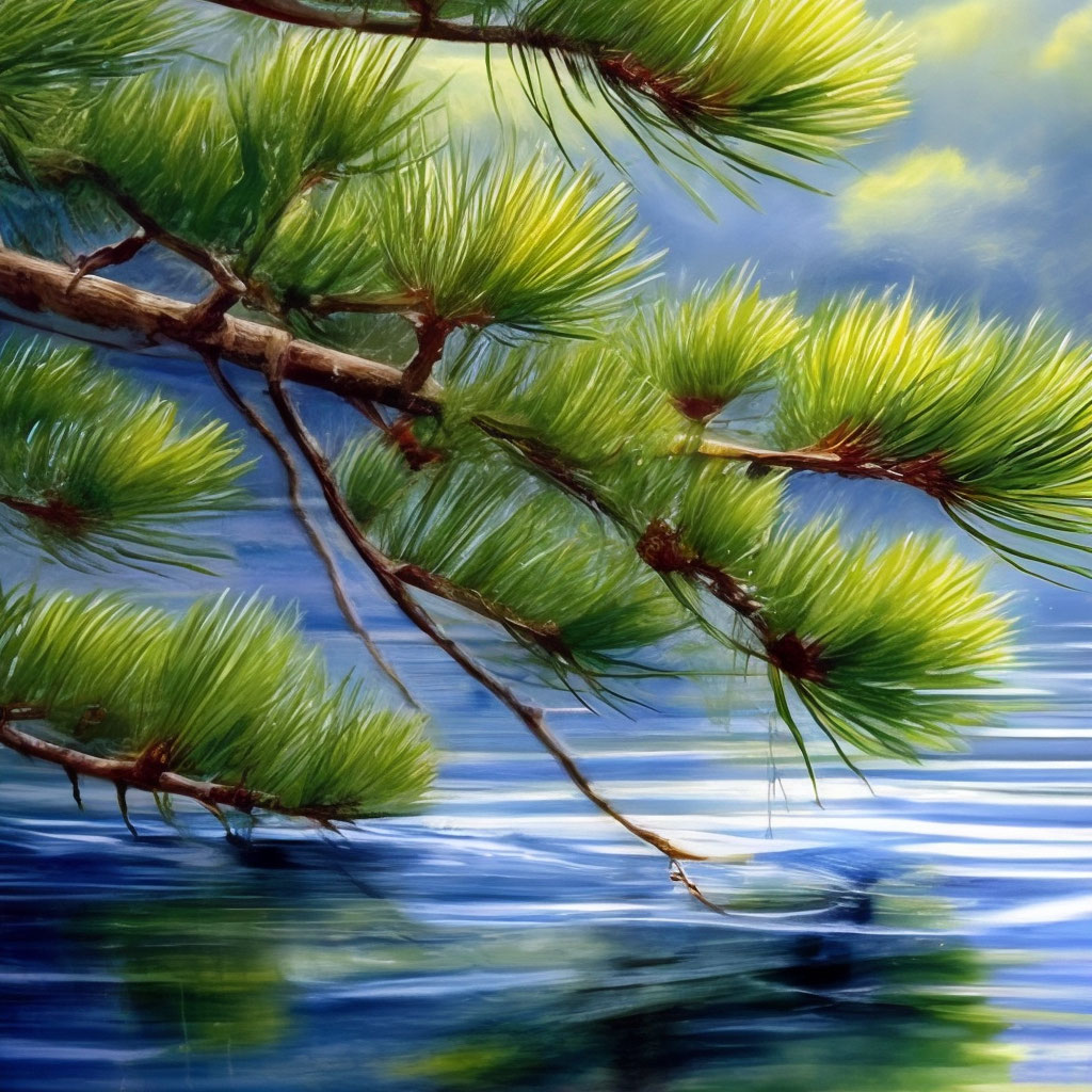 "The pine branch Touched the water - it's Cool wind. M.Basho. magically ...