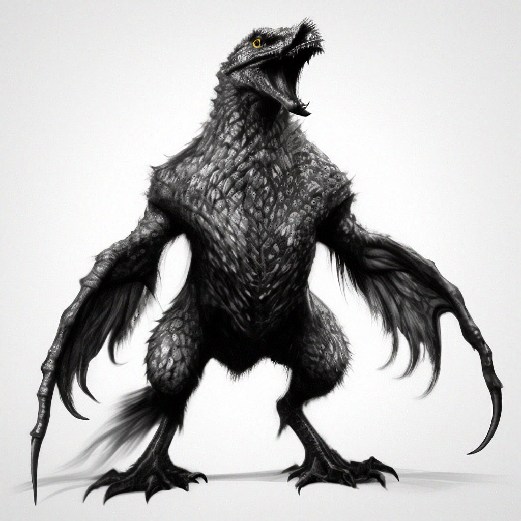 "Utkazaurus monster Kaiju Megamorph Metamorphosis open mouth in black ...