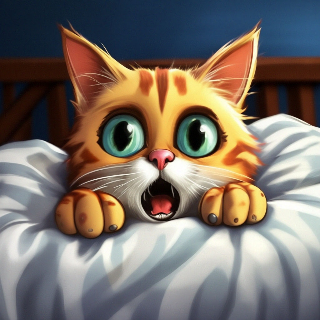 Terrified Cat Cartoon
