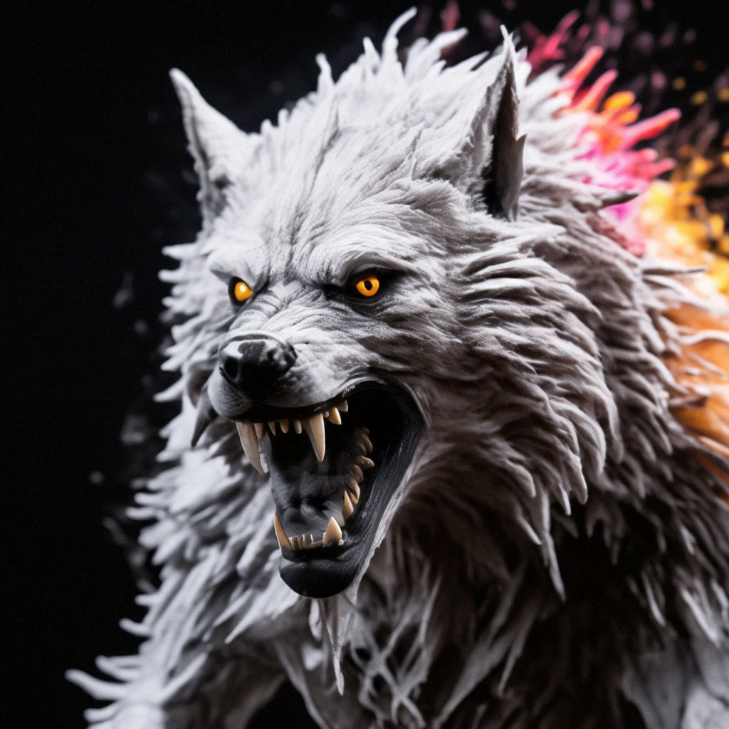 " white werewolf Ghost, made from silver moon dust, dark matter ...
