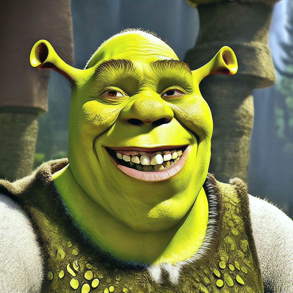 "Shrek was swollen with laughter" — image created in Shedevrum