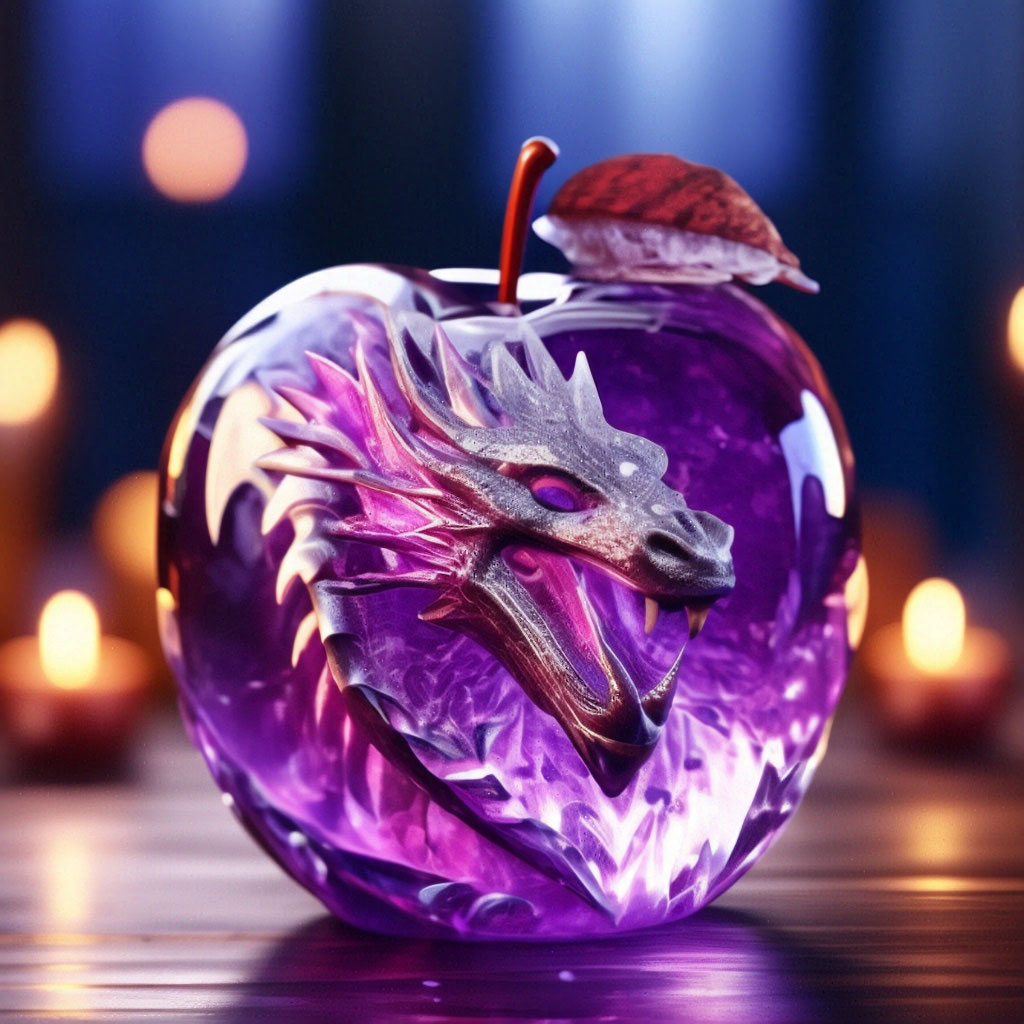 "An epic crystal apple with a very …" — image created in Shedevrum