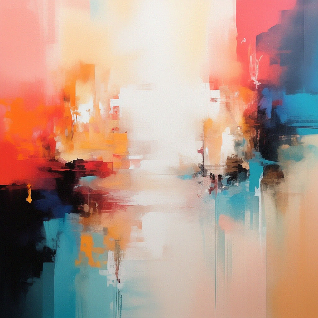 "An actual abstract interior painting …" — image created in Shedevrum
