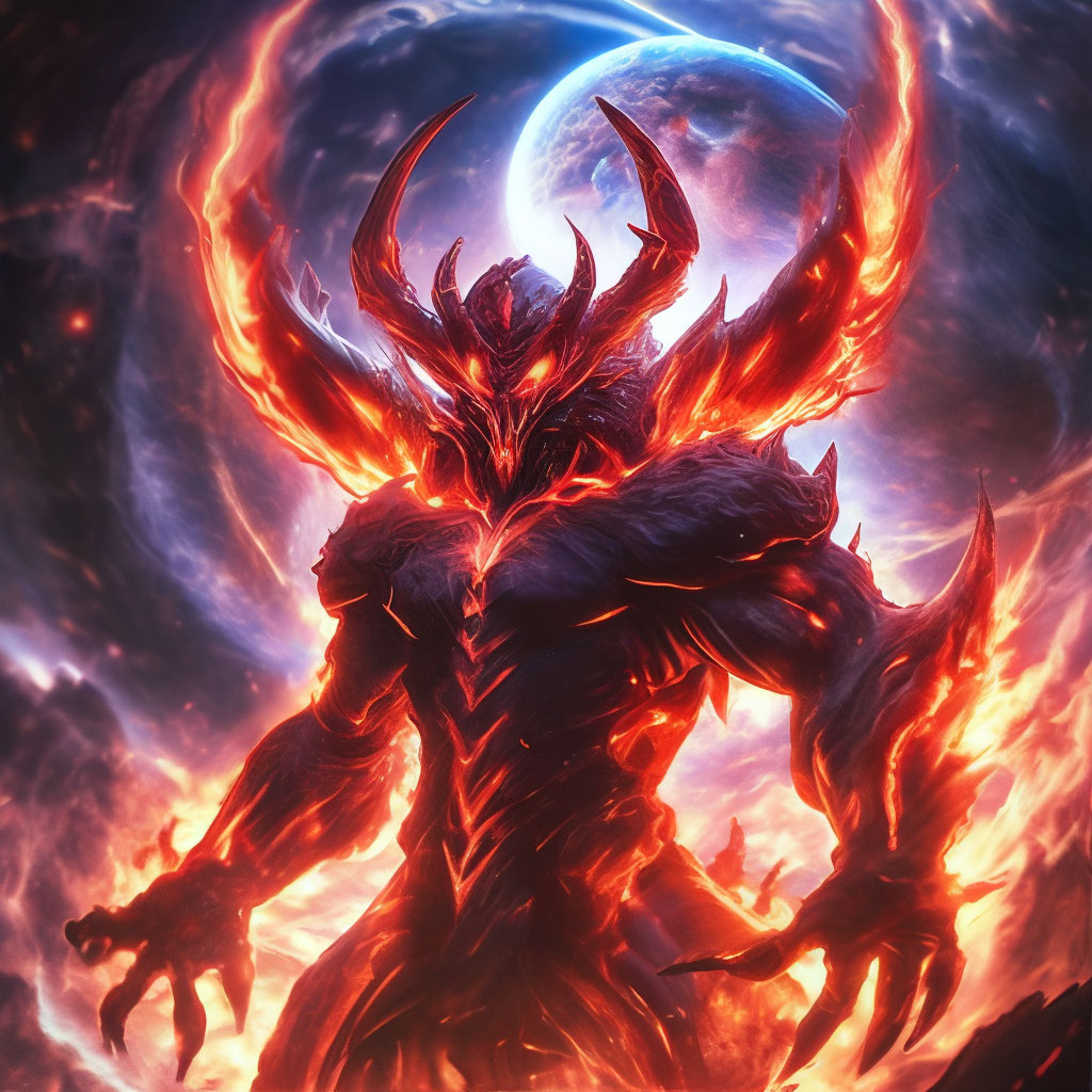 "The fiery galactic demon" — image created in Shedevrum