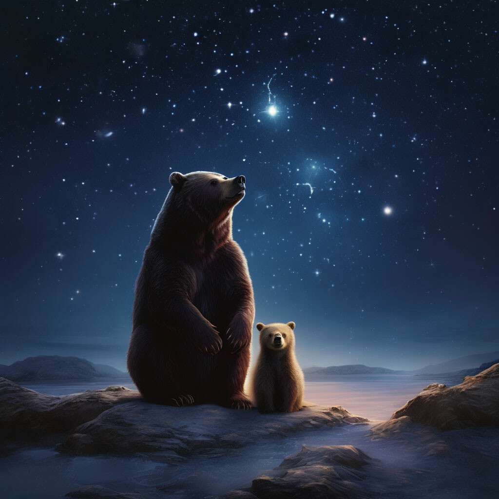 "The constellation of the bear and the bear cub" — image created in Shedevrum