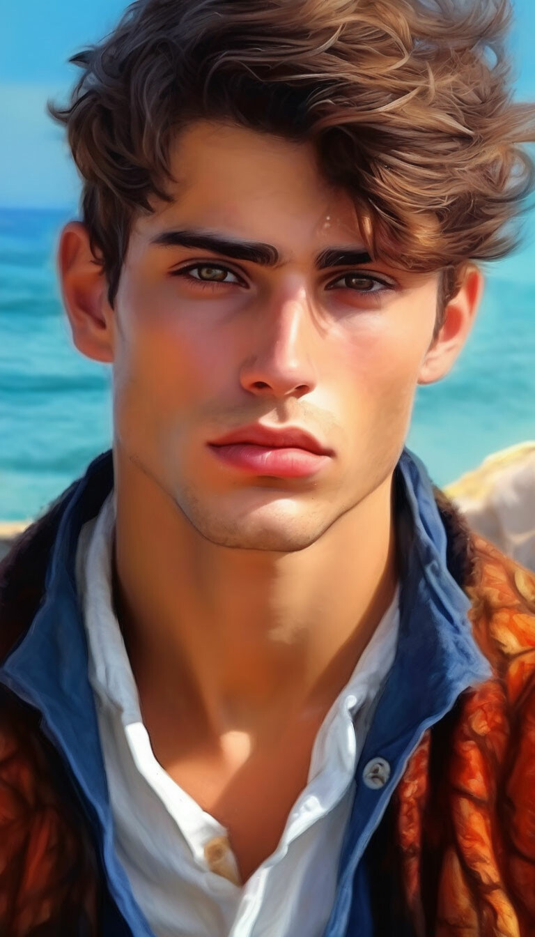 "Realistic, diamond painting, handsome young man, Corsican, model ...