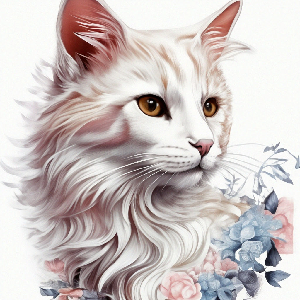 Murka Beautiful Sensual Kitty Grace Vector Graphics Dry Volumetric