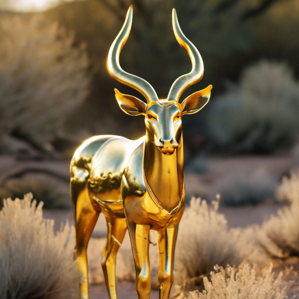 "The Golden Antelope.8k.ISO100" — image created in Shedevrum