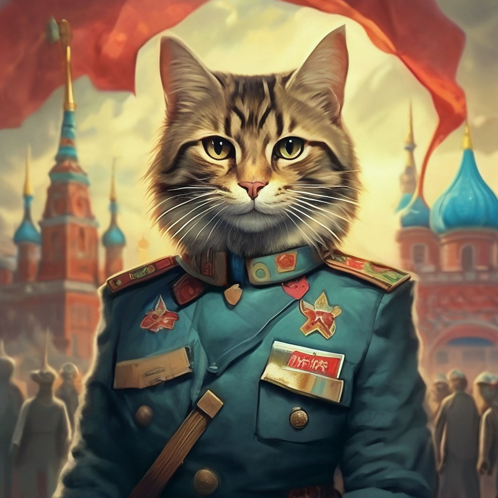 "The cat is a veteran of the USSR" — image created in Shedevrum