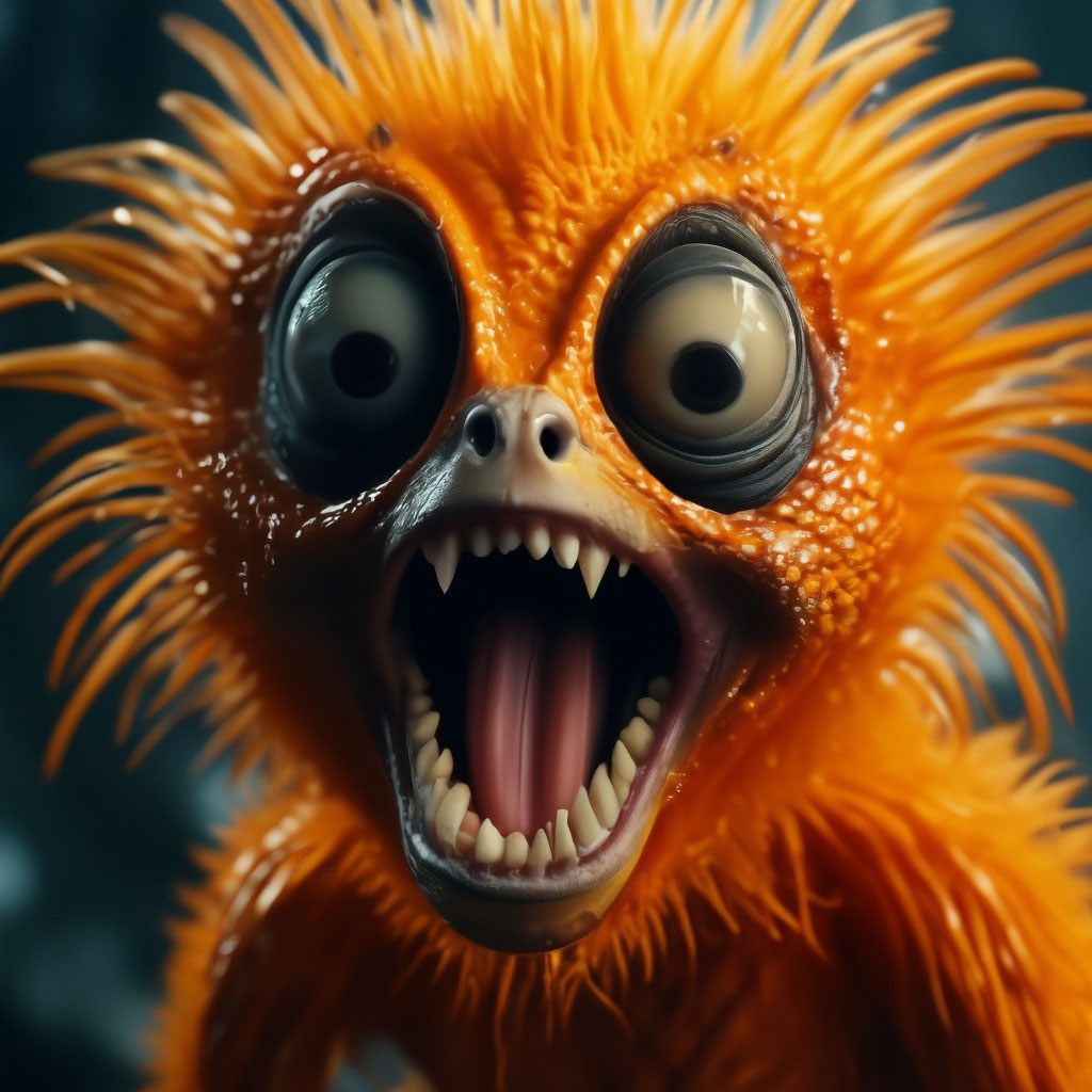 "Orange monster, scream Munch, horror horror, rotten gibon wart in ...