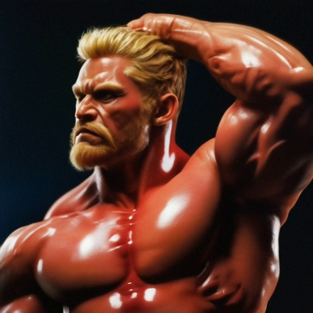 "Bodybuilder thor sideways man in a jelly jock without helmet and armor ...