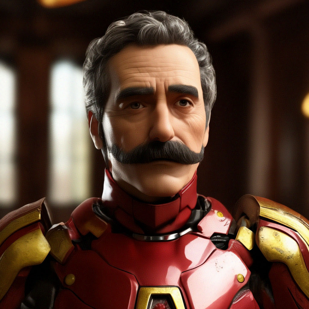 "Mustachioed Secretary General Joseph the Iron Man" — image created in ...