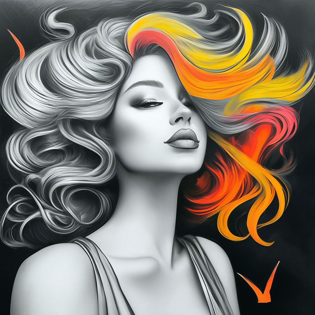 "The black and white drawing is very beautifully colored accent ...