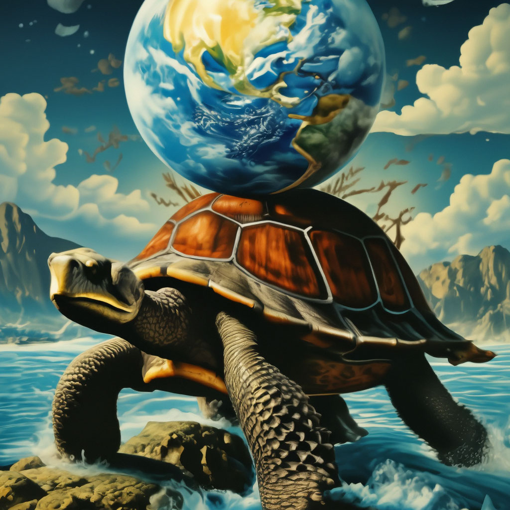 "Planet Earth on a turtle" — image created in Shedevrum