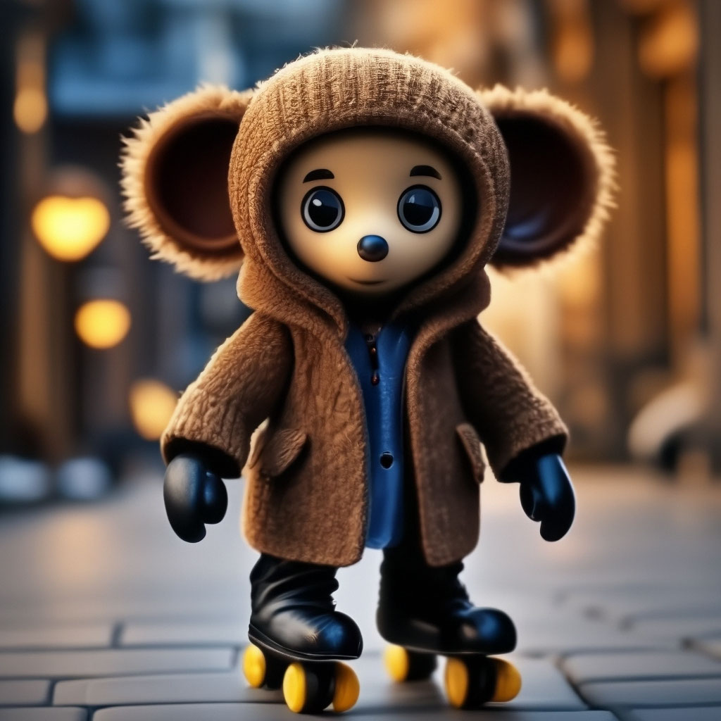 "Чебурашка катается на роликах 🛼 …" — image created in Shedevrum