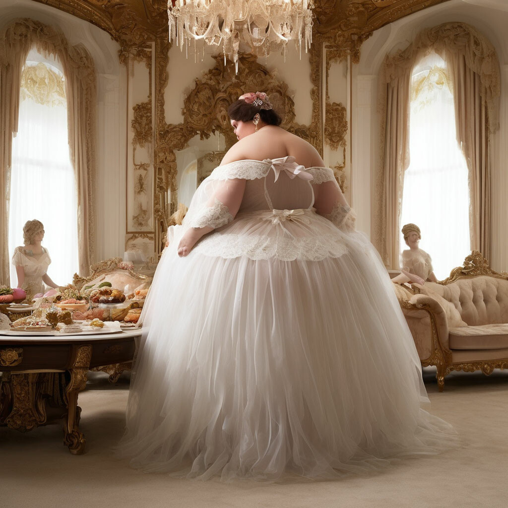 "Side view of the back.Filigree.Gluttony cult,luxury table bursting ...