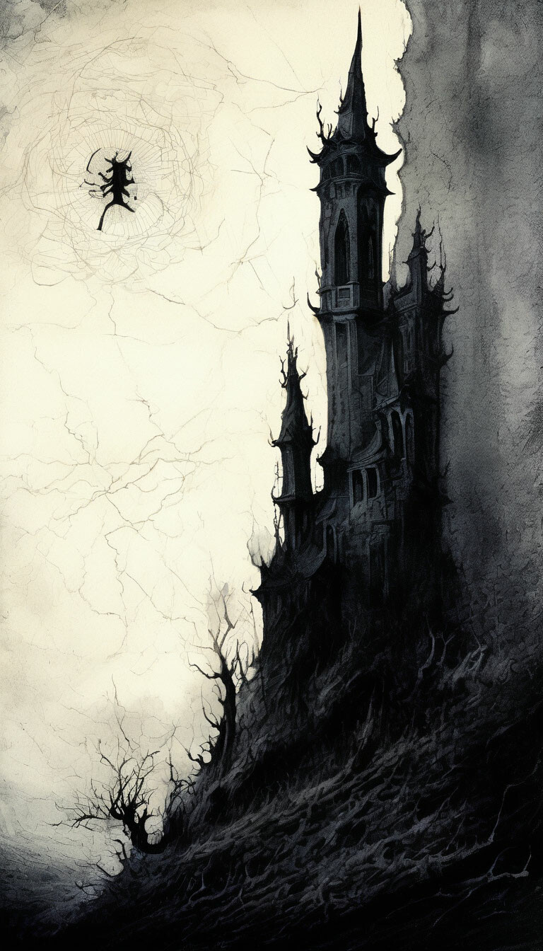 ". Nosferatu, horror, in a landscape in the distance, super-fanged ...