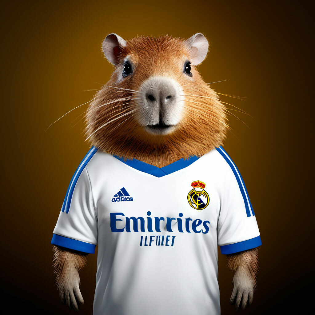 "Capybara in the jersey of the REAL …" — image created in Shedevrum