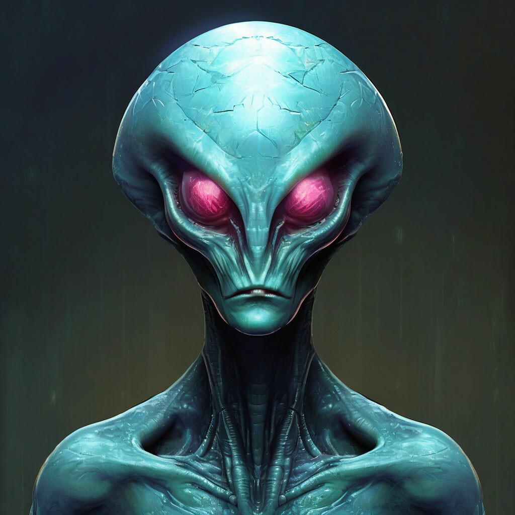 "The diamond alien" — image created in Shedevrum