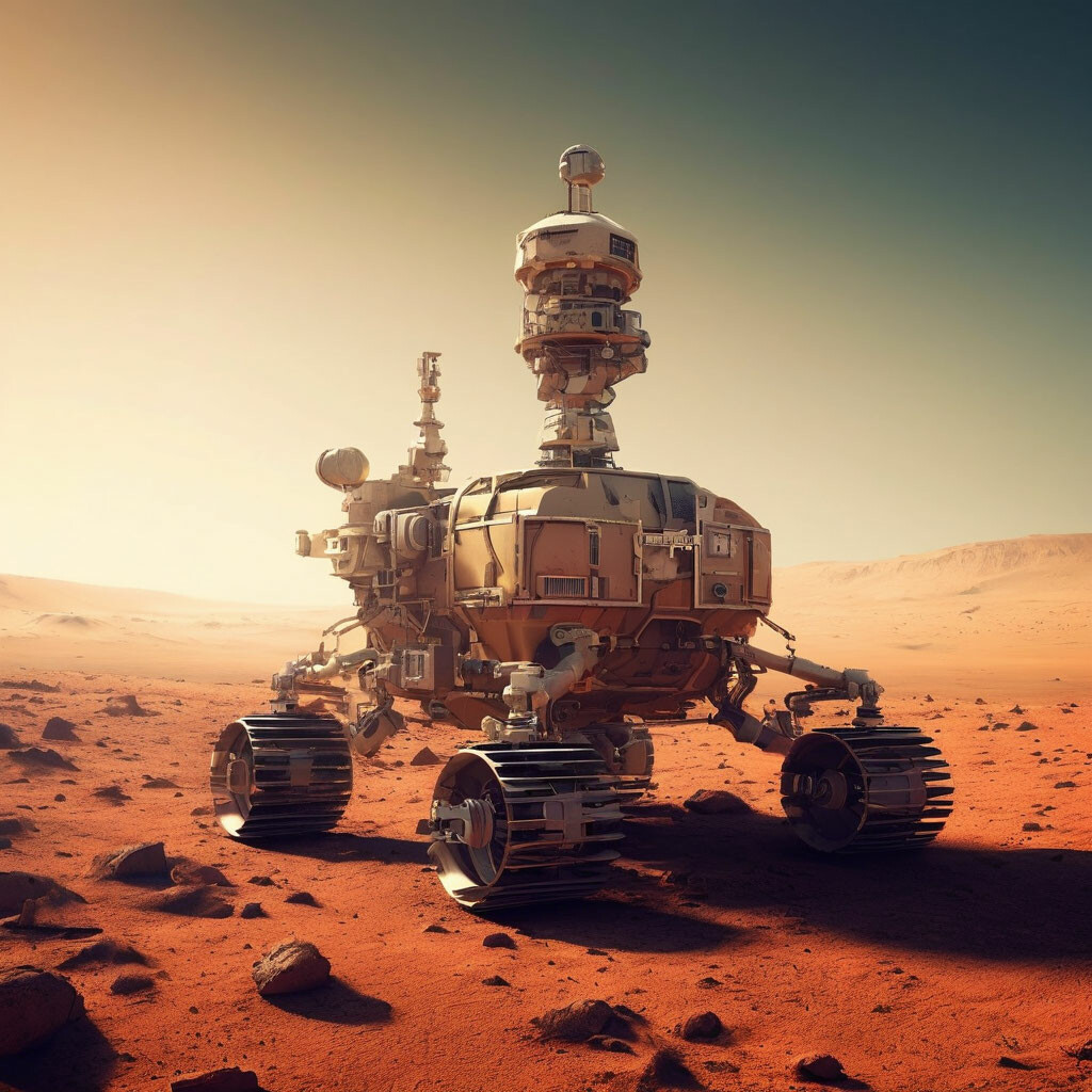 "A rover on Mars" — image created in Shedevrum