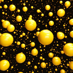 «Round yellow balls dynamically scatter to the sides, rays come from ...
