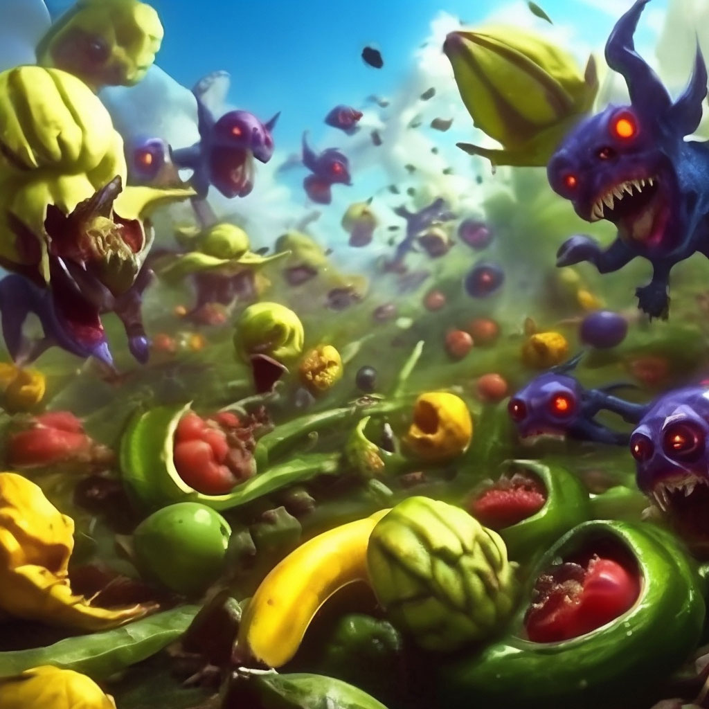 "Evil vegetables in the garden, a horde of demons in the form of ...