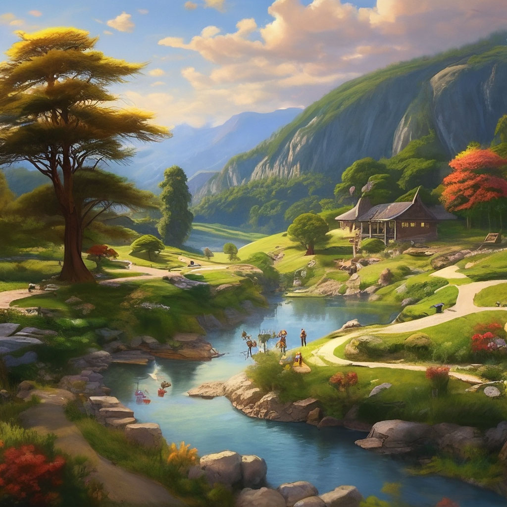 "차분하다; tranquility; landscape; realistic; detailed;" — image created in ...