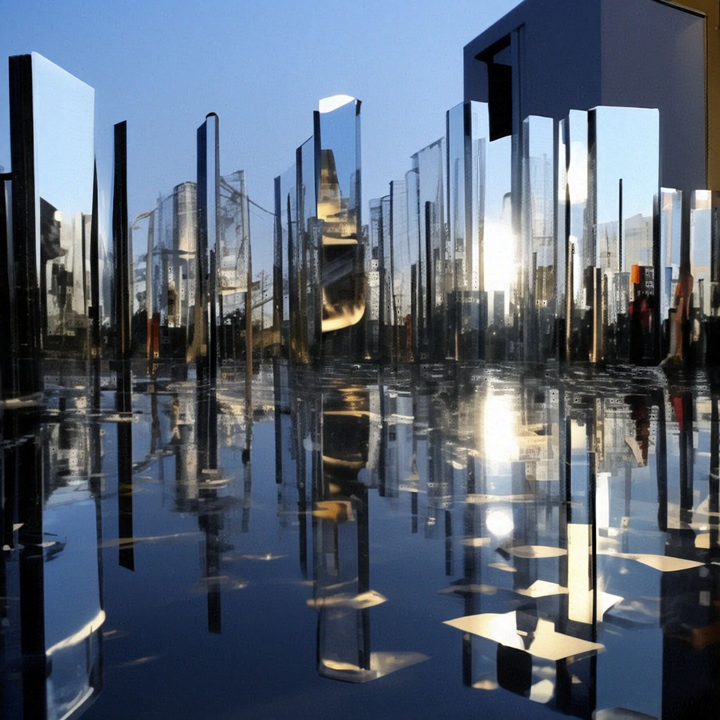 "33 mirrors in four-dimensional space" — image created in Shedevrum
