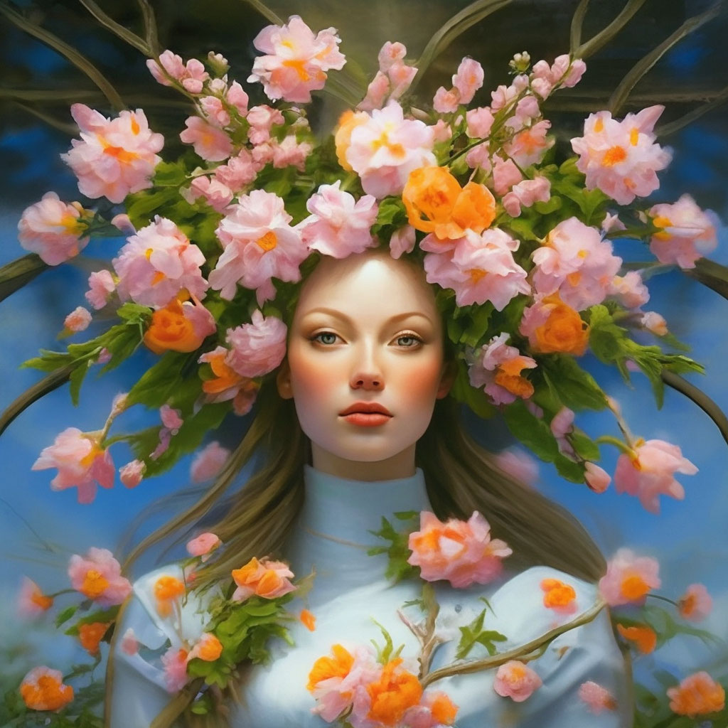 "Create a spring woman" — image created in Shedevrum
