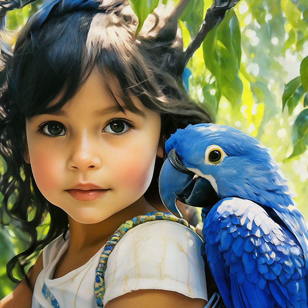 "A sweet girl of about five years old on a swing under a peach tree, a ...