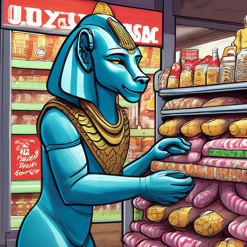 "The sphinx in the Dixie store buys sausages for a special offer, a ...