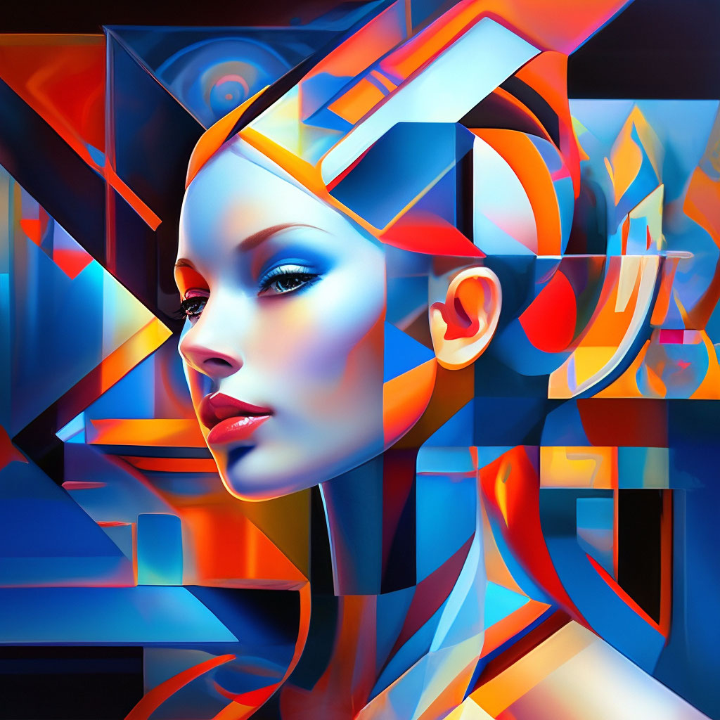 "ArtMix is a mesmerizing geometric female image" — image created in ...