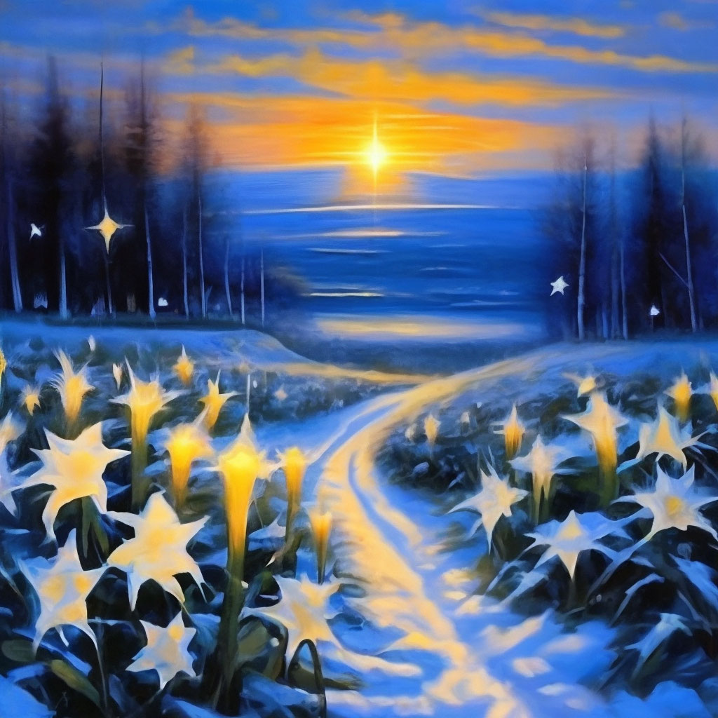 "I'm walking through the first snow. There are lilies of the valley of ...