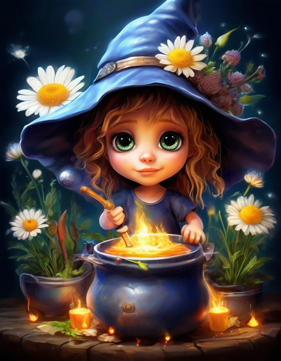 ". the little witch is very charming with big bright eyes, funny, cooks ...