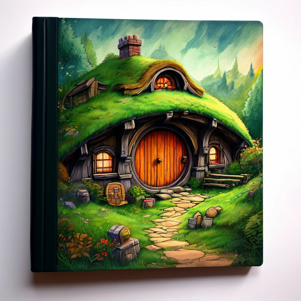"Book, drawing of the hobbit house on the cover of the book" — image ...