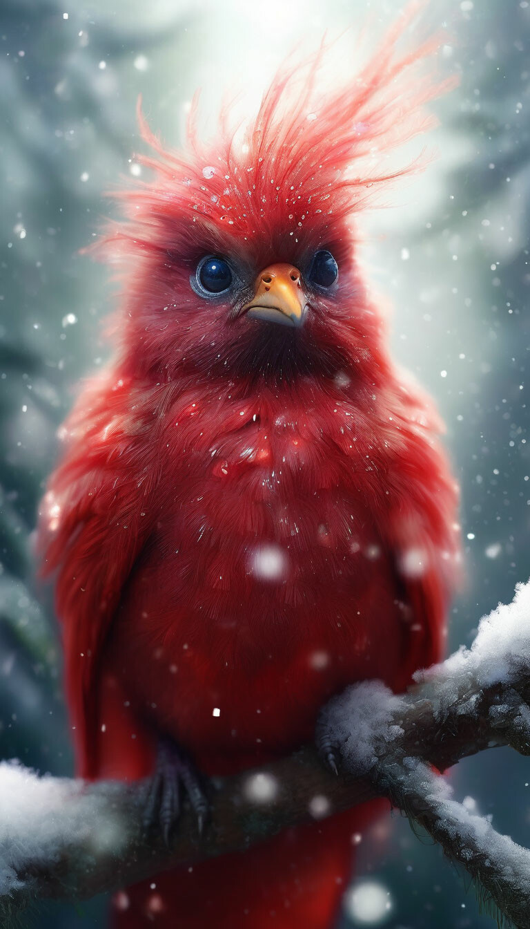"The sweetest red pearl, delicate tones of a bird , with long hair and ...