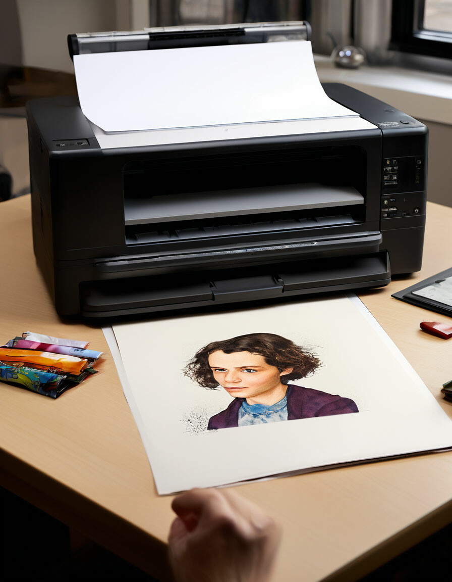 "Color printer, portrait" — image created in Shedevrum