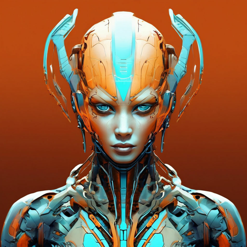 «Female alien cyborg art and …» — картинка создана в Шедевруме