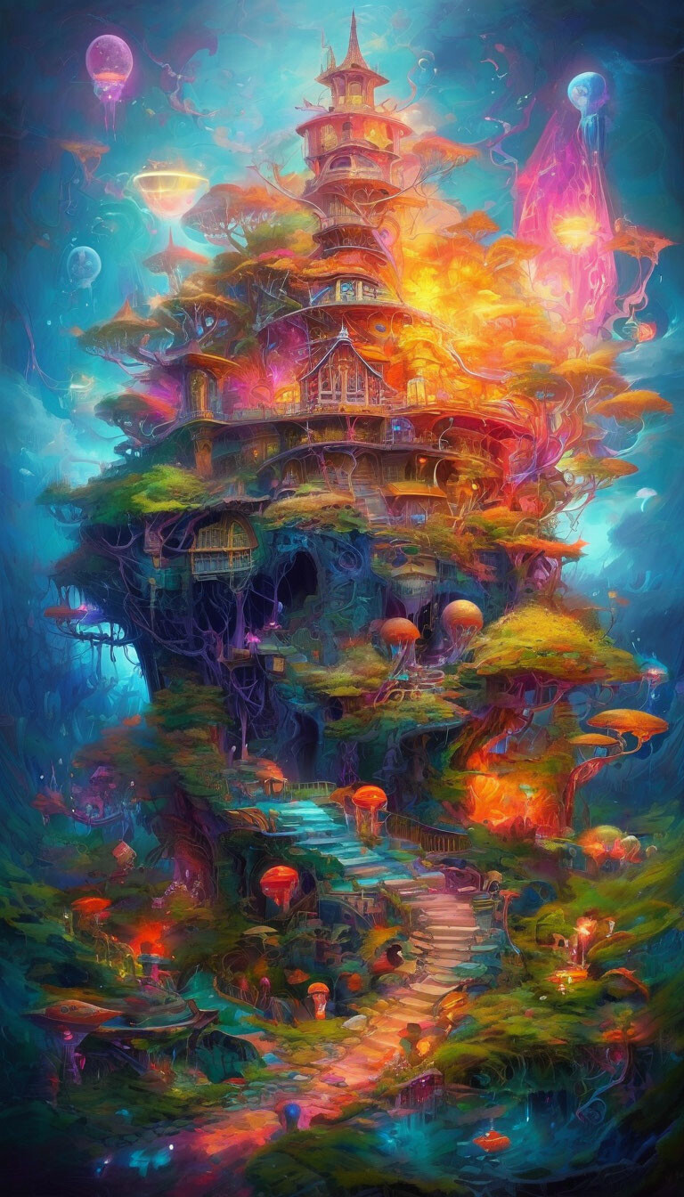 "Bright fantasy art, careful elaboration of details" — image created in ...