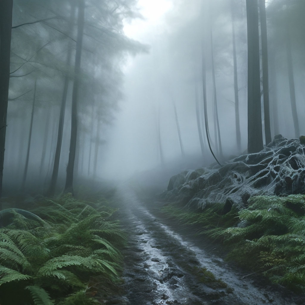 "Gray-gray fog is moving like a wall towards the forest thicket ...