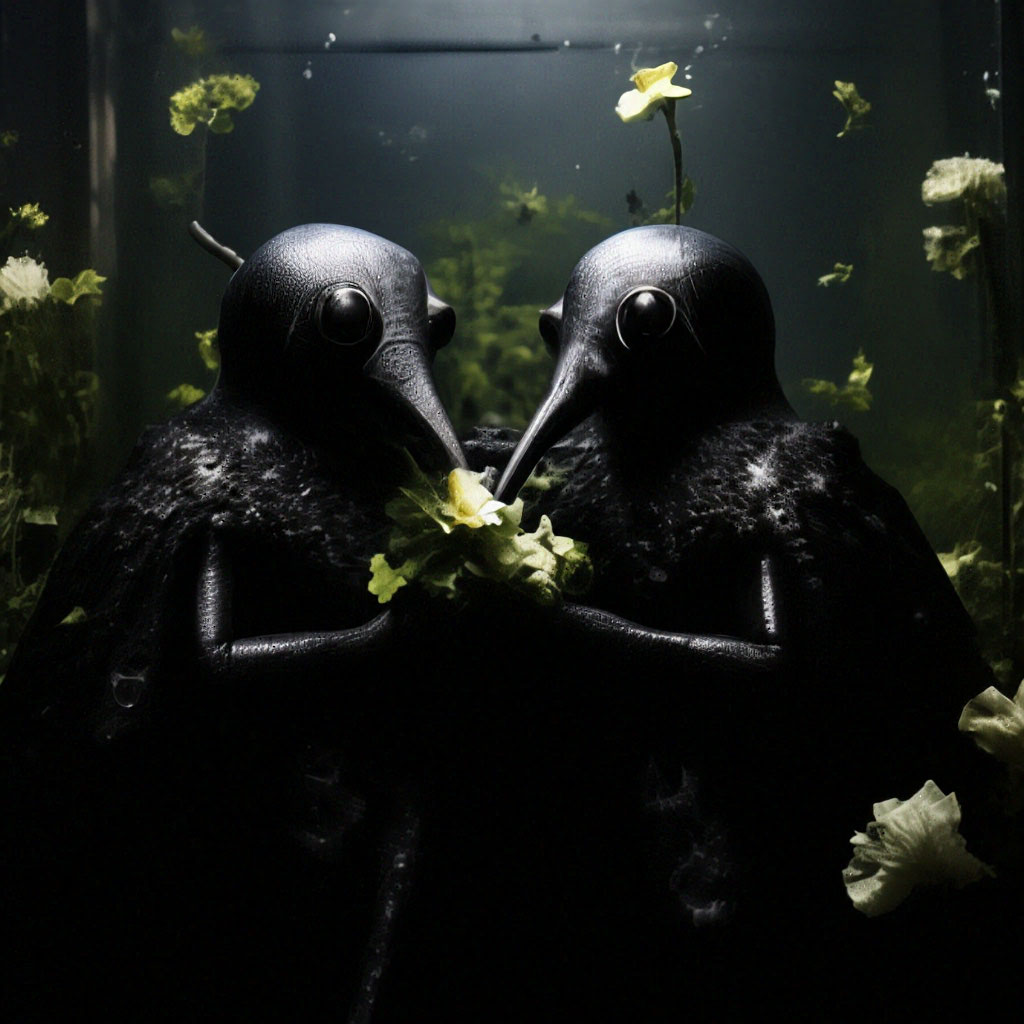 "Beetles wedding , milk ghosts ,huge black eyes ,grotesque ,medieval ...