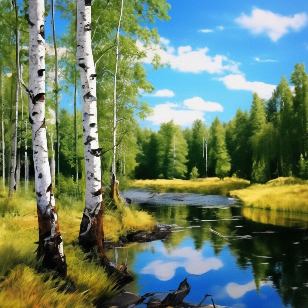 "Lux photo! Hyperrealism hyperphotorealism Belarus birch trees near the ...