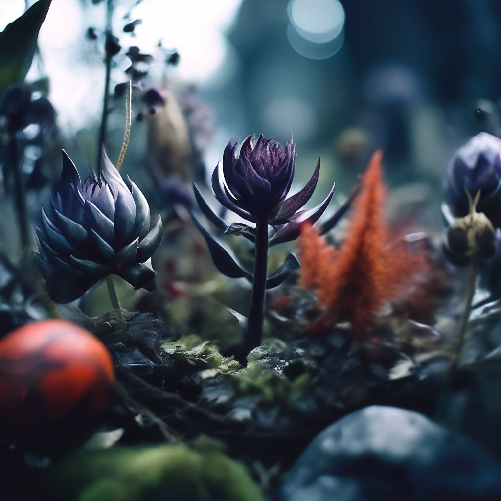 "Dark fantasy,dark botanical. graphics, eclecticism" — image created in ...