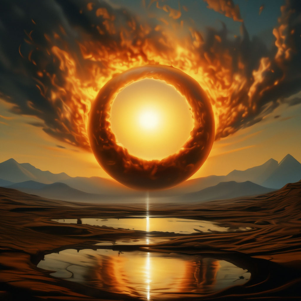 "The birth of a new sun, surrealism" — image created in Shedevrum