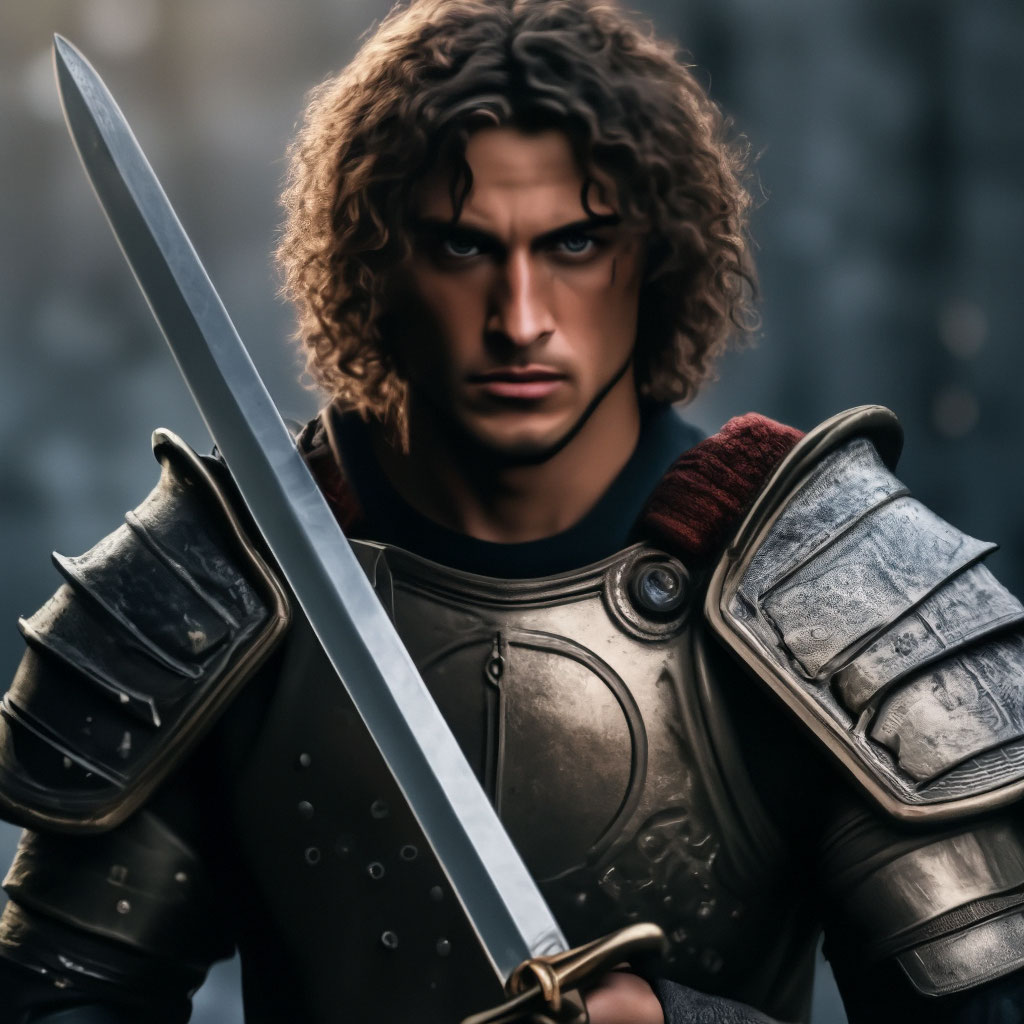 "A warrior with a sword on his shoulder" — image created in Shedevrum