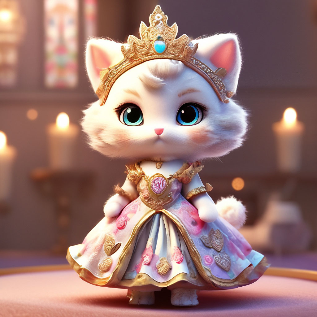 "Cute cat princess in a chic dress" — image created in Shedevrum