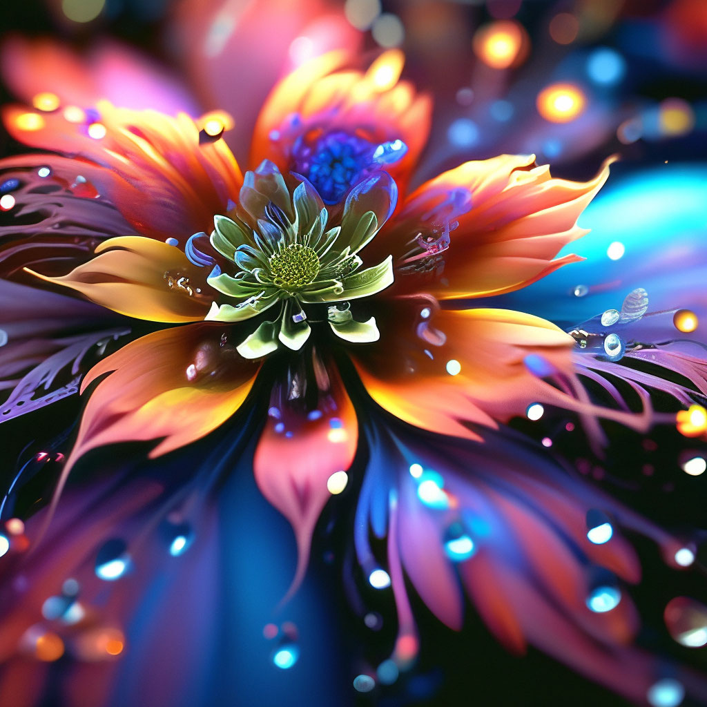 "🙃 flowers + trees+rain,multi-layer multi-dimensional graphics, cane+ ...